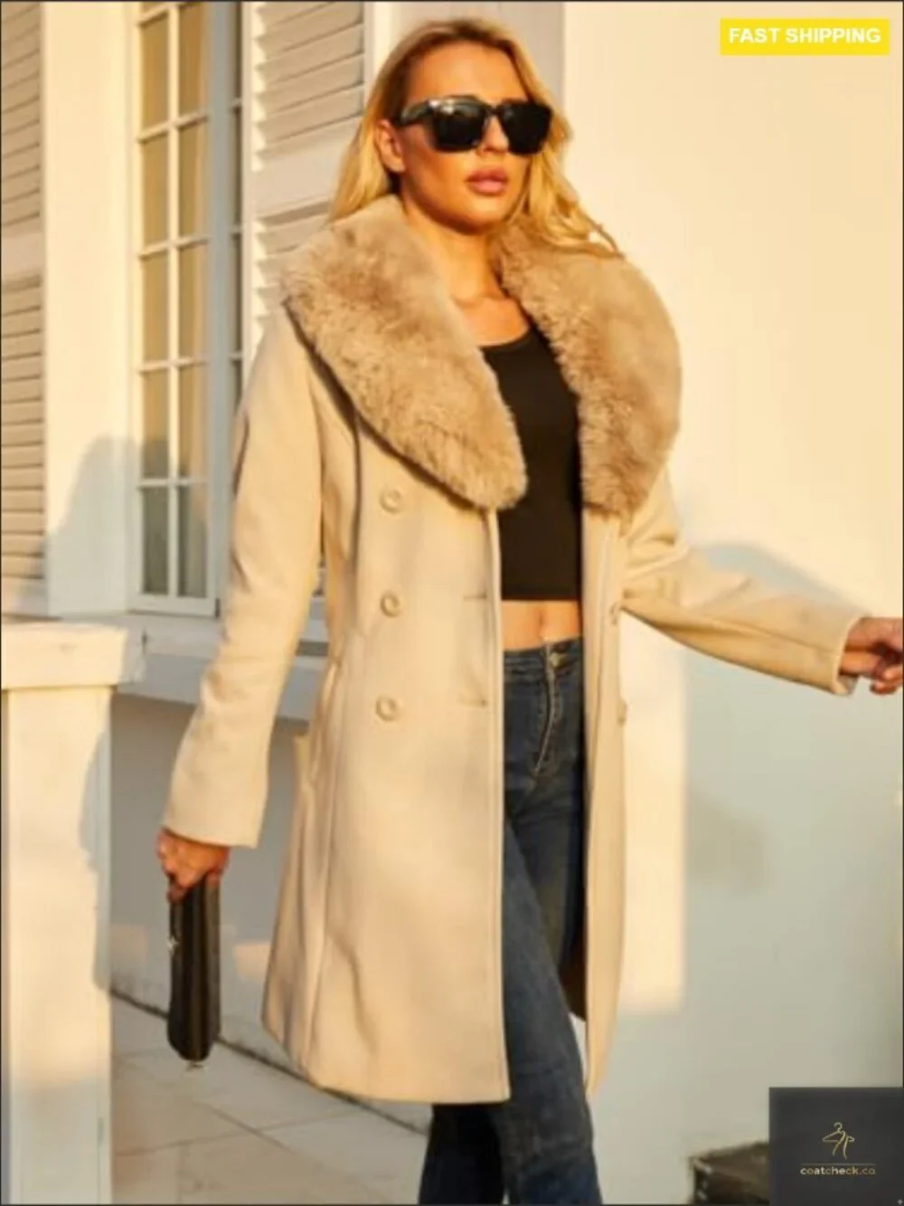 Jackets & Coats | Faux Leather Pea Coat Elegant Double Breasted Winter ...